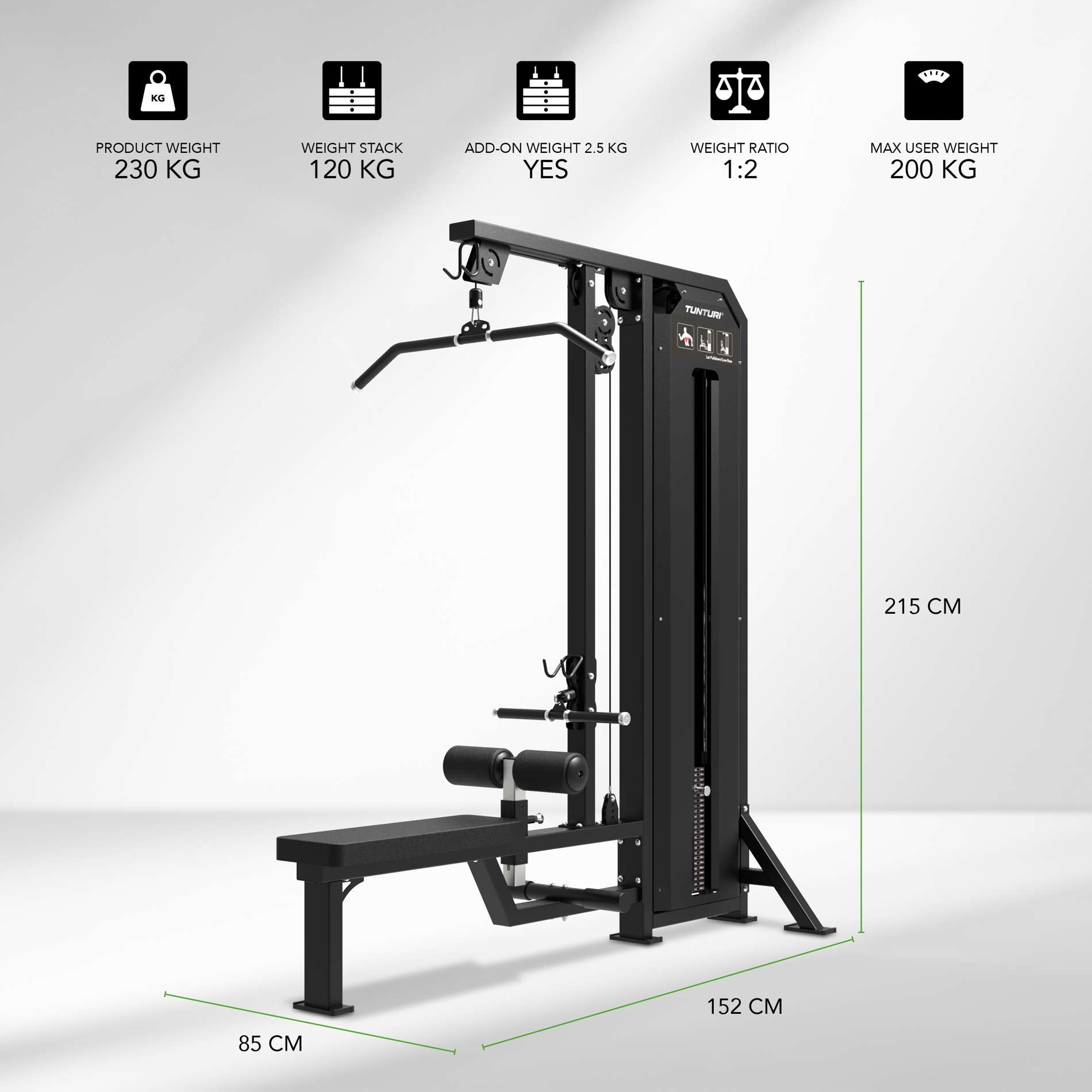 Jõujaam TUNTURI Platinum - Dual Lat Pulldown/Low Row - Selectorized - V ...